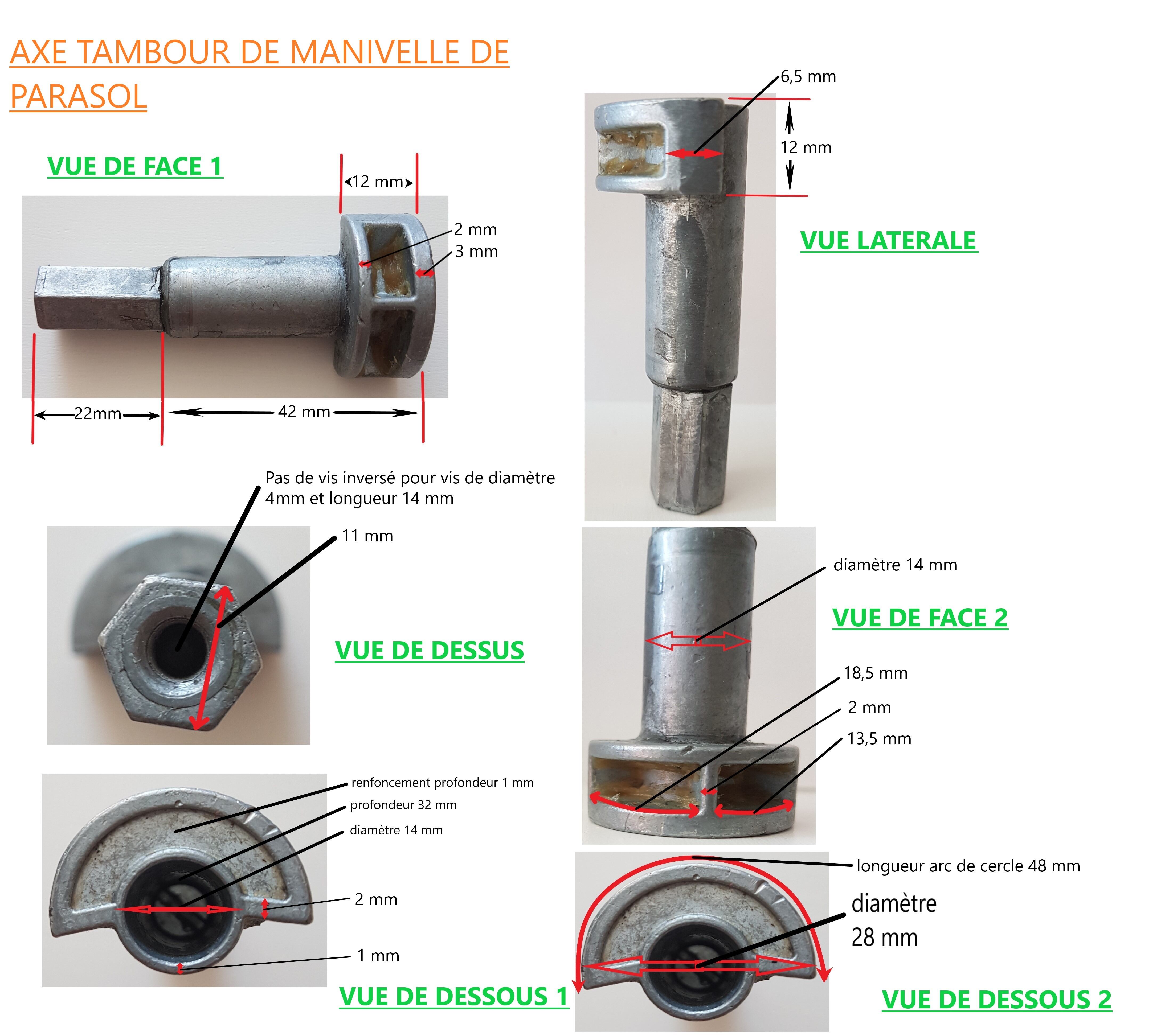 Manivelle Parasol Deporte Piece Detachee
